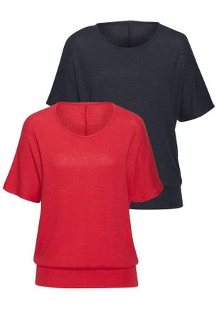 Vivance Kurzarmshirt mit breitem Bund aus weichem Viskose-Feinstrick