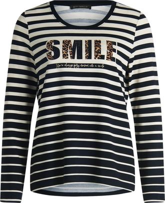 Betty Barclay Damen Basic Shirt mit Print 44, Schwarz/Beige