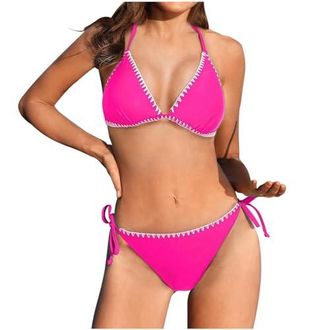Generic Maillot De Bain Femme 2 Pieces Sexy Chic Et Elegant Amincissant Bikini Taille Haute &Eacute;t&eacute; Maillots Haut Triangle Push Up Maillot De Bain Grande Taille S