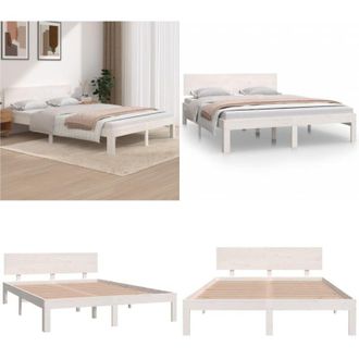 vidaXL Massivholzbett Wei&szlig; Kiefer 140x200 cm - Holzbett - Kiefernholzbett - Doppelbett - Wei&szlig;es Bett - Modernes Bett - Home & Living