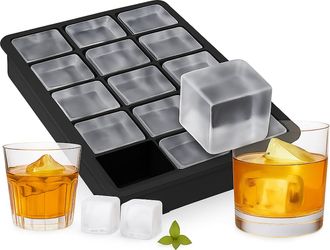 Relaxdays 10 x Eisw&uuml;rfelform Silikon, f&uuml;r 3,5 cm Eisw&uuml;rfel, BPA-frei, f&uuml;r Cocktails, HxBxT: 3,5 x 19,5 x 12,5 cm, schwarz