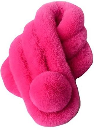 Lina & Lily Écharpe Femme Hiver Tour de Cou avec Pompon en Fausse Fourrure (Rose)