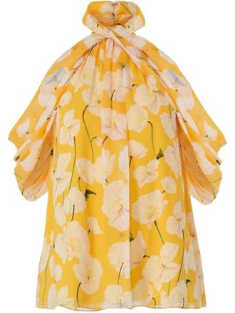 Carolina Herrera robe mi-longue à fleurs - Jaune