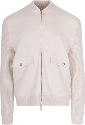 Eleventy Homme, Pulls, Beige, Taille: L Full Zip Bomber Jacket