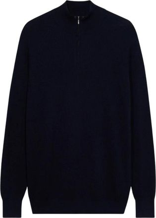 Brooks Brothers Homme, Pulls, Bleu, Taille: S Pull en coton-cachemire &agrave; demi-zip et maille anglaise