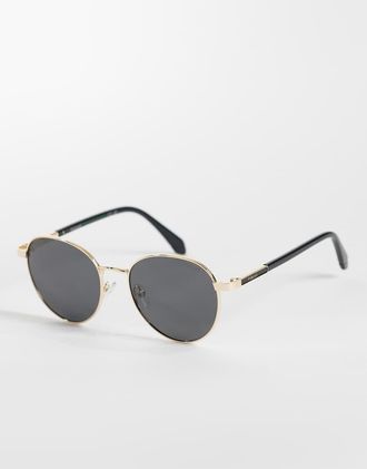Polaroid Sunglasses Lunettes de soleil rondes &agrave; verres polaris&eacute;s gris - Dor&eacute;