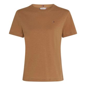 Tommy Hilfiger Slim Slub Baumwoll-T-Shirt - - Tops - Damen - Beige - XL