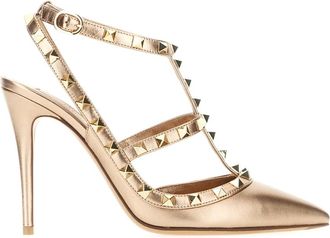 Valentino Garavani Femme, Chaussures, Rose, Taille: 40 EU Escarpin Rockstud en cuir nappa lamin&eacute; 100Mm