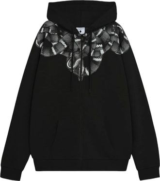 Marcelo Burlon hoodie à imprimé peau de serpent - Noir