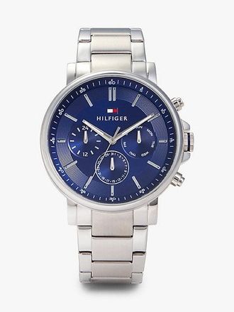 Tommy Hilfiger Montre &agrave; bracelet &agrave; maillons et cadran bleu