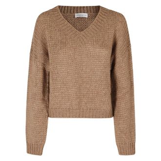 Roberto Collina Scollo V ML - - Knitwear - Damen - Braun - XS