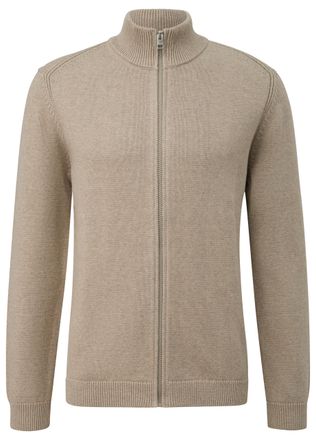 s.Oliver Baumwoll-Strickjacke mit Stehkragen und Logo-Patch