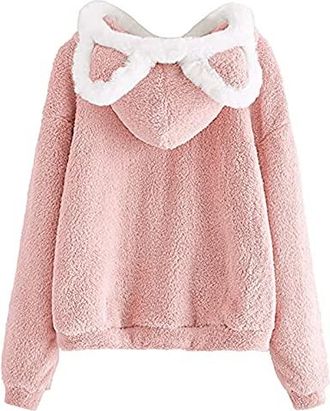 Generic Sweat à capuche avec oreilles de chat pour femme - Sweat à capuche avec oreilles de chat - Pull à capuche fin à manches longues pour femme - Fourrure 