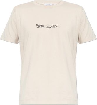 Off-white Homme, Tops, Beige, Taille: S T-shirt avec logo brod&eacute;
