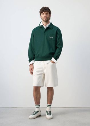 Mango Sweat-shirt polo 100 % coton vert fonc&eacute; - Homme - XL - MANGO MAN
