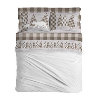 Pensieri delicati Bettw&auml;sche-Set f&uuml;r Doppelbett, Flanell, 100% Baumwolle, warm und weich, f&uuml;r Doppelbett 180 x 200 cm, inklusive Spannbettlaken, Bettbezug und 2 Kissenb