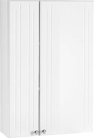 PELIPAL Badezimmer Hängeschrank Quickset 955 in Weiß Hochglanz, 50 cm breit | Bad Wandschrank mit 2 Türen und 2 Einlegeböden