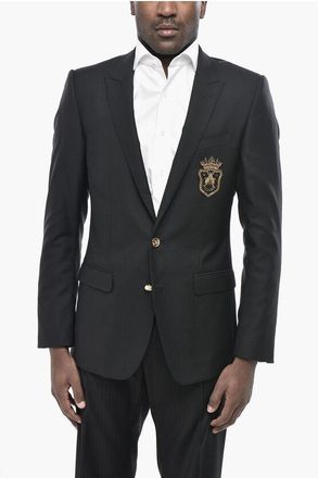 Dolce & Gabbana Virgin Wool And Silk Two-Button Jacket MARTINI With Jewel De size 48