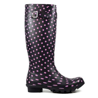 Lunar Womens Spot Welly Blue/Pink Wellingtons Boots ELW003 6 UK, 39 EU