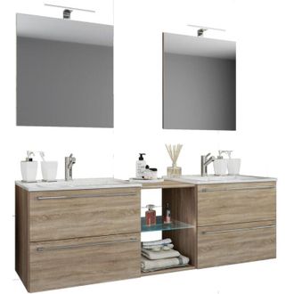 VCM Meuble bogue, lavage Badinos h. 92 x l. 155 x p. 46 cm Sonoma Eiche