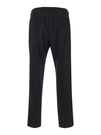 Gucci Mens Black Tailored Pants With Tonal Logo Wool Trousers