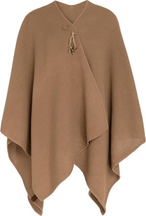 Knit Factory Jazz Poncho - Elegant Gestrickter Damen Cape - Wickelschal mit Wolle - Hochwertige Qualit&auml;t - Nude