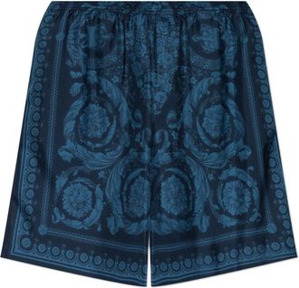 Versace Homme, Shorts, Bleu, Taille: S Barocco Silk Short