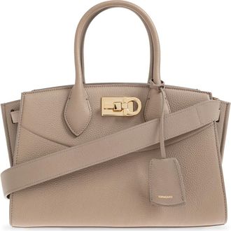 Ferragamo Femme, Sacs, Beige, Taille: ONE Size Studio Soft Small