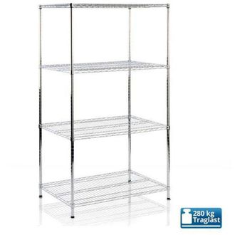 Floordirekt &Eacute;tag&egrave;re en m&eacute;tal Everest Chrom&eacute; 3/4/5 &Eacute;tag&egrave;res 90 x 45 x 160 cm Charge Max : 350 kg