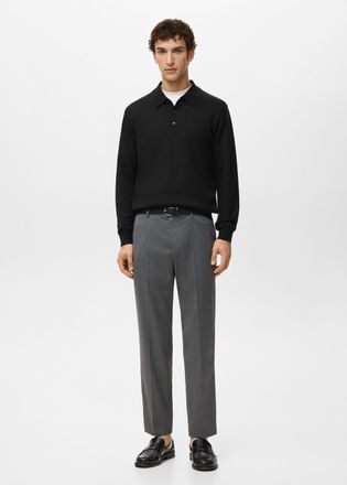 Mango Polo-Pullover aus 100% Merino-Wolle schwarz - Herren - XXL - MANGO MAN