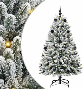 vidaXL K&uuml;nstlicher Weihnachtsbaum Gr&uuml;n und Wei&szlig; 150 cm PVC und Metall vidaXL