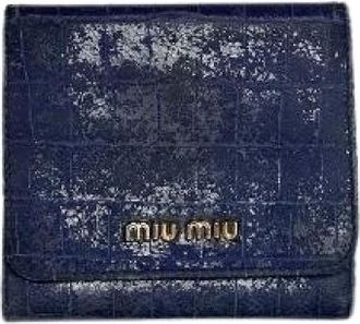 Miu Miu Portefeuille compact vintage doccasion - Femme - Pre-owned - Bleu - Taille: ONE Size