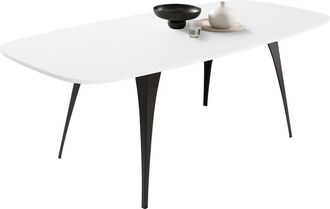 Mirjan24 Tisch für Esszimmer Adzaw, Rechteckiger Esstisch, Praktischer Auszugstisch, Küchentisch, Esszimmertisch, Ausziehtisch (Schwarz/Arktisches Weiß)