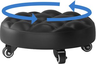 Generic Bodenstuhl f&uuml;r Erwachsene - Hocker mit Rollen unten, aus PU-Leder mit 4 R&auml;dern, kompakter Rollsitz | Kletterstuhl, drehbar, verstellbar, mobiler Arbei