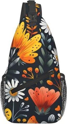 Generic Sacoche Homme Bandouliere Motif de papillon et de fleur Durable Sac Bandouli&egrave;re L&eacute;ger Sac DEpaule pour Voyage Cyclisme Randonn&eacute;e