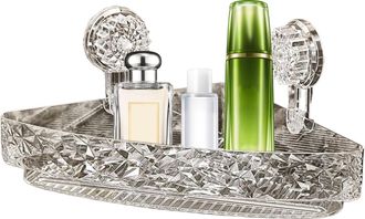 Generico Wandmontiertes Eckregal, Saugnapf-Eckregal für Badezimmer, Aufbewahrungsregal für Saugnäpfe, Eck-Wandregal, Badezimmer-Toilette