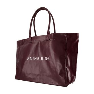 Anine Bing Womens Leo Tote Bag - Anine Bing Cotton Burgundy Totes-Shopping-Bags