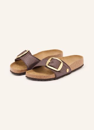 Birkenstock Pantoletten Madrid Big Buckle Raffia braun