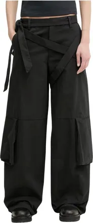 Heliot Emil Heliot Emil, Femme, Pantalons, Noir, Taille: 40 FR Pantalon Cargo Large Taille Haute Ceinture &agrave; Nouer