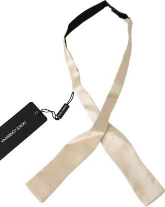 Dolce & Gabbana Beige Slim Skinny Men Necktie Silk Bowtie Accessory