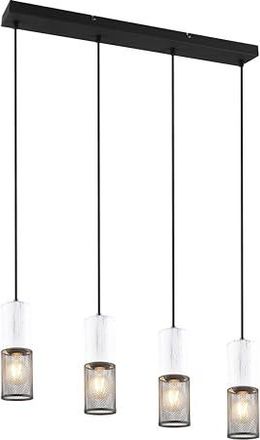 Trio Leuchten Pendelleuchte Tosh 304300434, Metall Schwarz matt, Holz Weiß, exkl. 4x E27