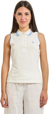 Tommy Hilfiger Femme, Tops, Blanc, Taille: 44 FR Polo sans manches en piqu&eacute; coupe slim 1985