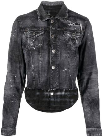 Dsquared2 veste en jean à effet usé - Noir