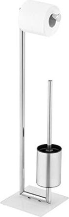 WENKO Stand WC Garnitur Style - WC-Bürstenhalter, Stahl, 19 x 73 x 19 cm Silber