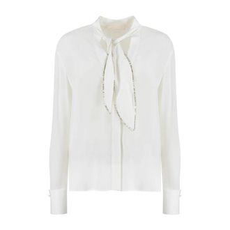 Genny Seidenmischung Langarmshirt - - Blouses & Shirts - Damen - Wei&szlig; - L