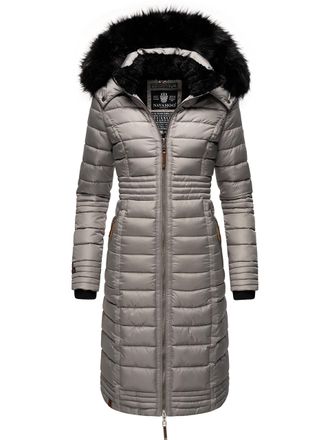 Navahoo Damen Wintermantel Warmer Steppmantel lang mit Kapuze Umay Zinc Grey Gr. XXL