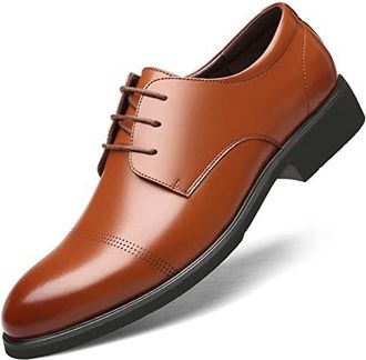Generic Chaussures habill&eacute;es for Hommes, &agrave; Lacets, Bout Rond Poli, Derbies, Talon Bloc en Similicuir, Semelle en Caoutchouc antid&eacute;rapante, for Mariage(Brown T