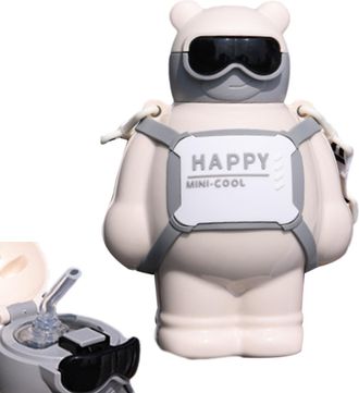 Generic Isolierte Wasserflasche f&uuml;r Kinder,Isolierte Wasserflasche f&uuml;r Kinder - Gro&szlig;e Kinderwasserflasche in B&auml;renform mit Strohhalm | Isolierte Wasserflasche