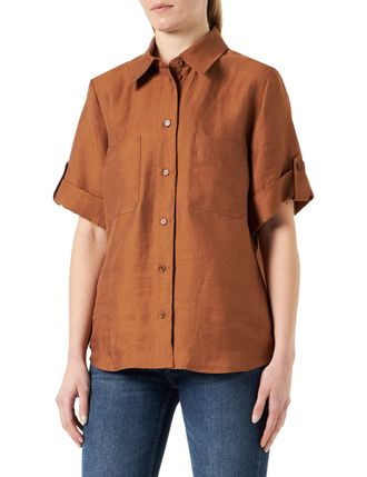 Seidensticker Damen Regular Fit Kurzarm Bluse, Braun, 42
