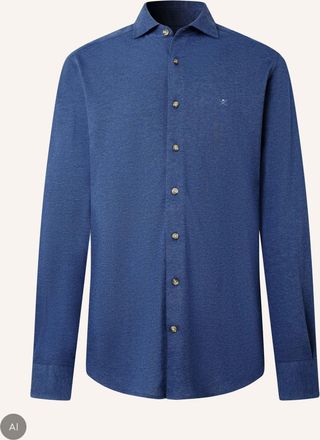 Hackett Freizeithemd Melange Jersey Pique blau